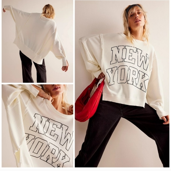 We The Free | Tops | We The Free By Free People New York Graphic Camden Oversized Sweatshirt ...
